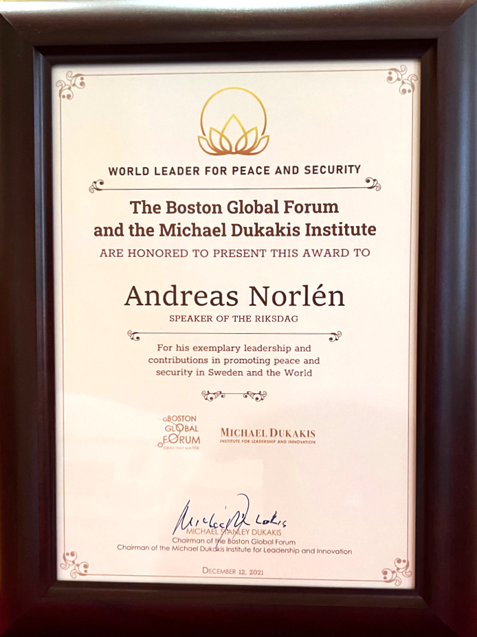 World Leader for Peace and Security Award 2021 | Boston Global Forum